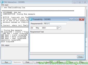 DOORS DXL Dialog Box » TheCloudStrap